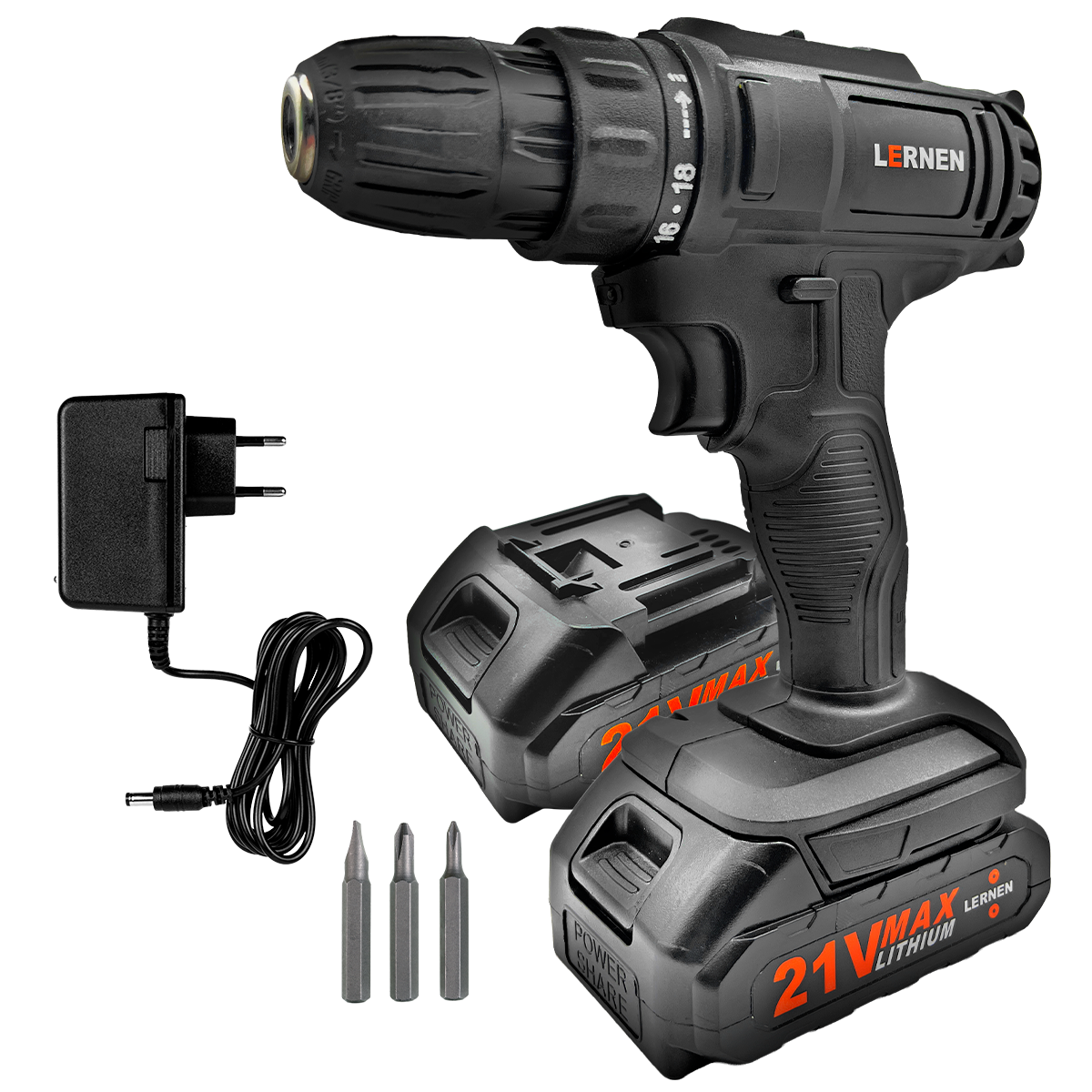 Taladro Destornillador Inalámbrico LERNEN + 2 Baterías + Acc - – Tokstock